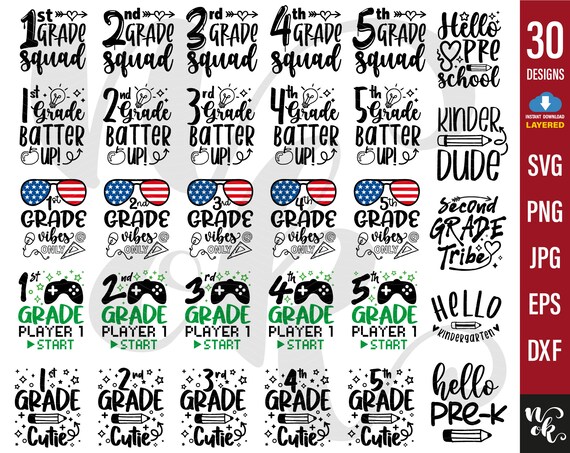 Grade Squad Svg Back to School Svg Bundle Hello First Grade - Etsy