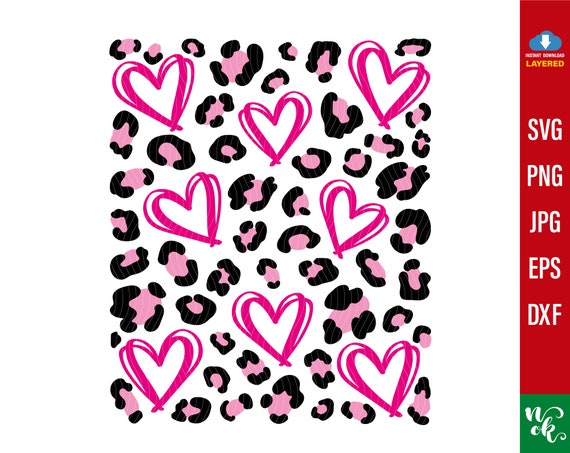 Pink Leopard Heart Print Pattern Svg Valentine Heart Pattern Etsy