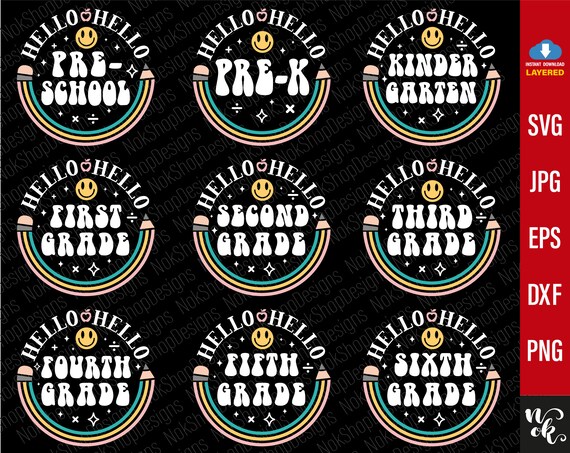 Hello Grade School Svg Bundle Back to School Svg First Day - Etsy