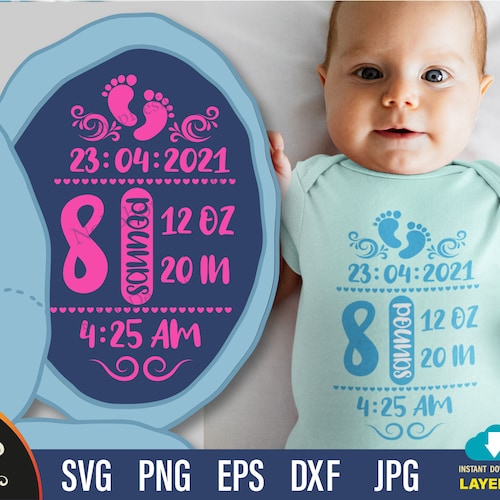 Elephant Birth Stats Baby Girl Boy Svg Birth Announcement - Etsy