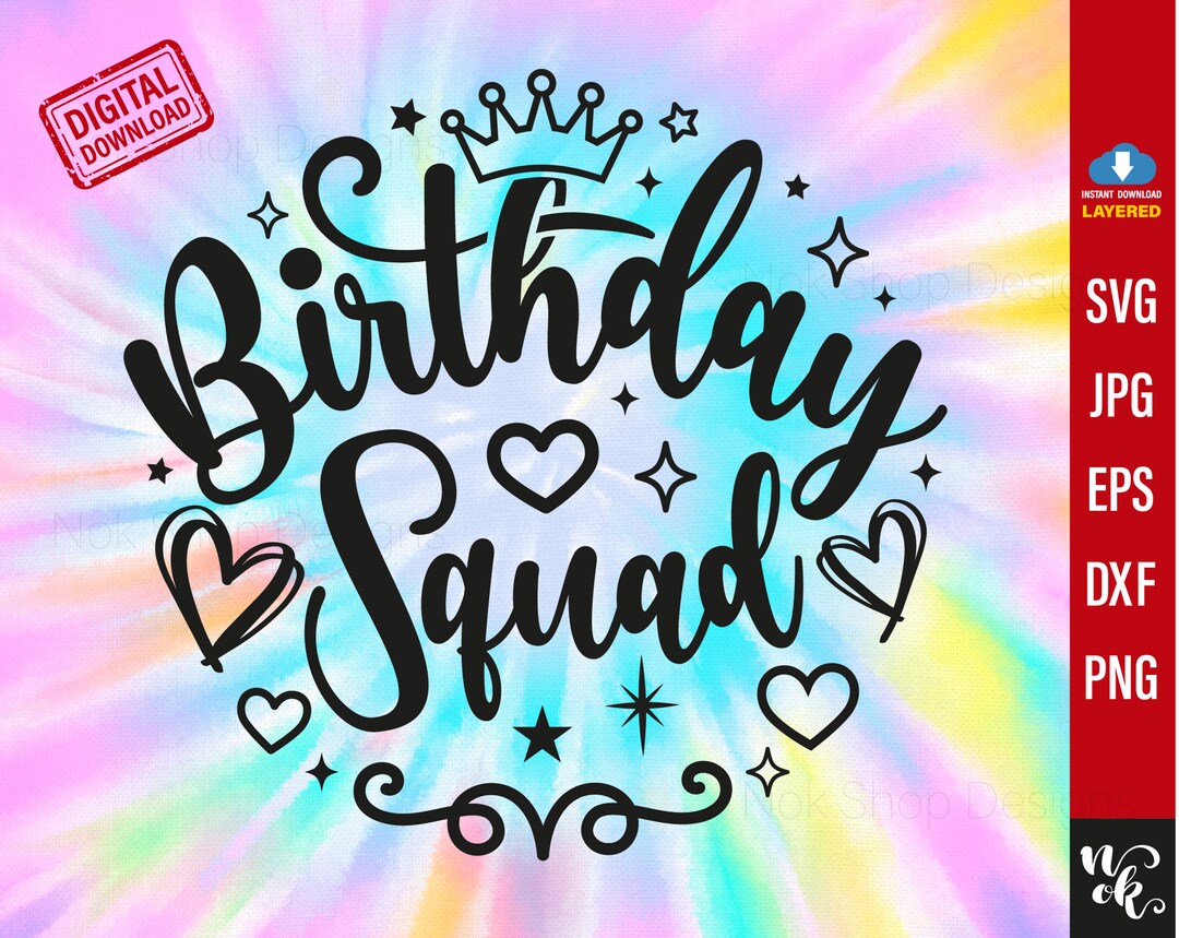 Birthday Squad Svg, Sassy Birthday Girl Party, Cute Princess Birthday ...