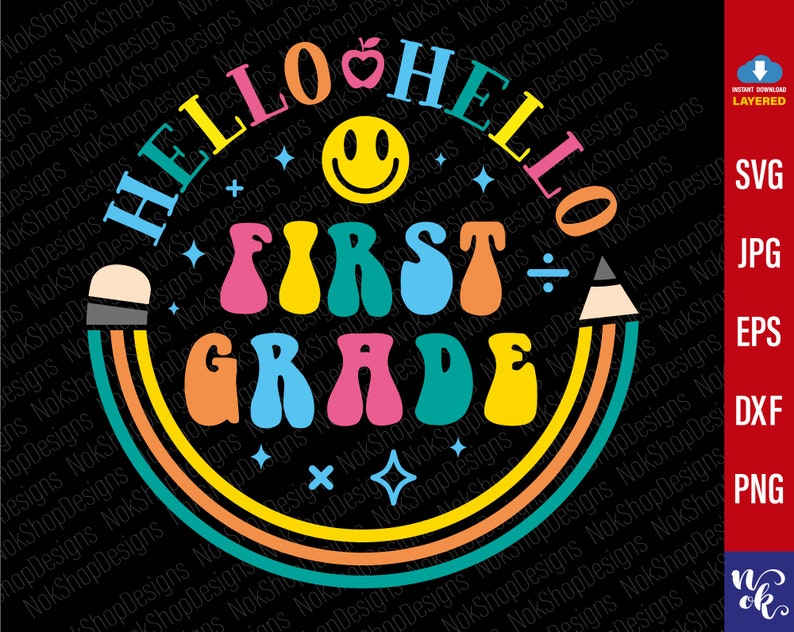 Hello First Grade Svg Back to School Svg First Day of School - Etsy