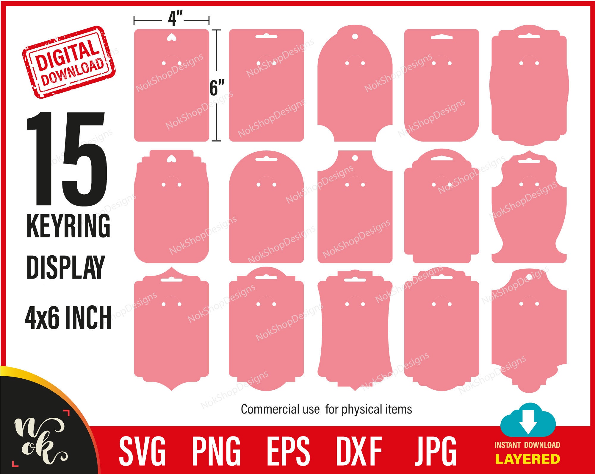 15 Keyring Display Card Svg Key Ring Tag Svg Keyring Holder | Etsy UK