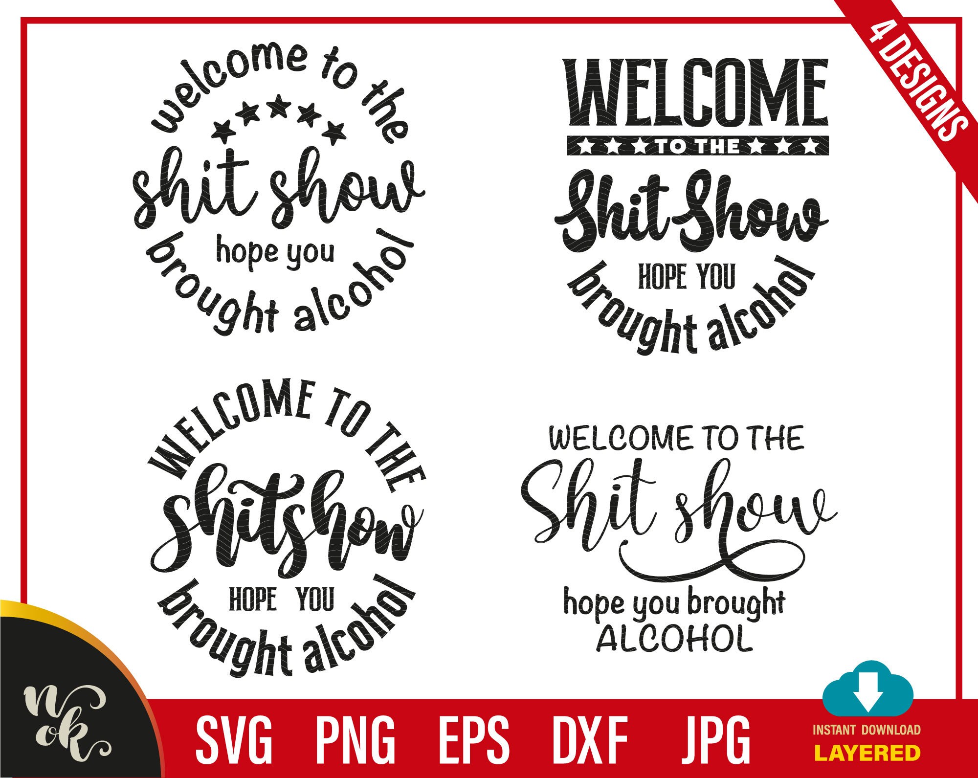 Welcome to the Shit Show Svg Bundle Welcome Sign Svg Wine | Etsy