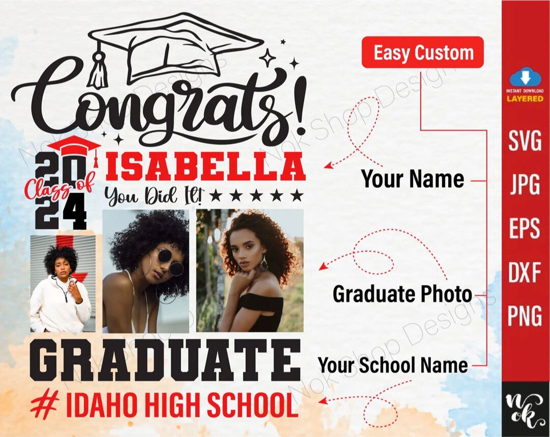 Congrats Graduate Svg, Graduation 2024 Png, Photo Template Svg, Class ...