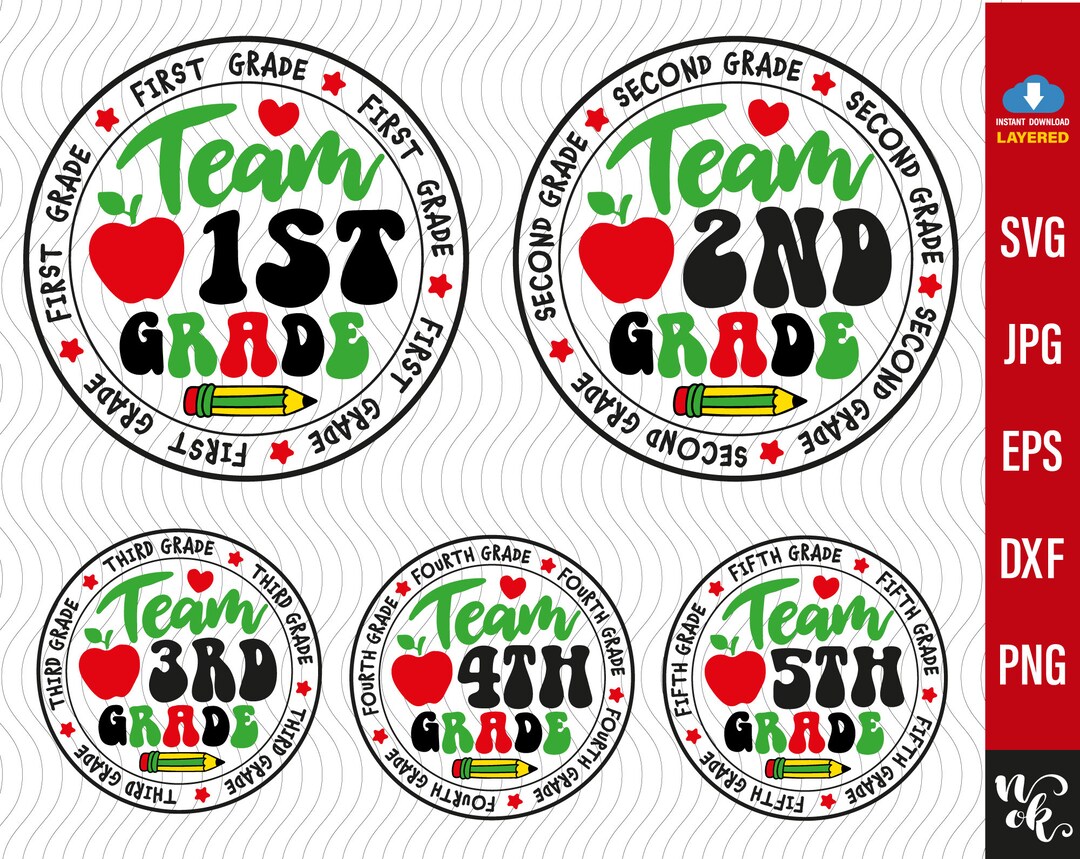 Team Grade Svg Bundle, Back to School Svg, Team 2nd Grade Svg, 3rd, 4th ...