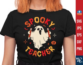Spooky Teacher PNG SVG, Retro Halloween Teacher SVG, Halloween Png ...