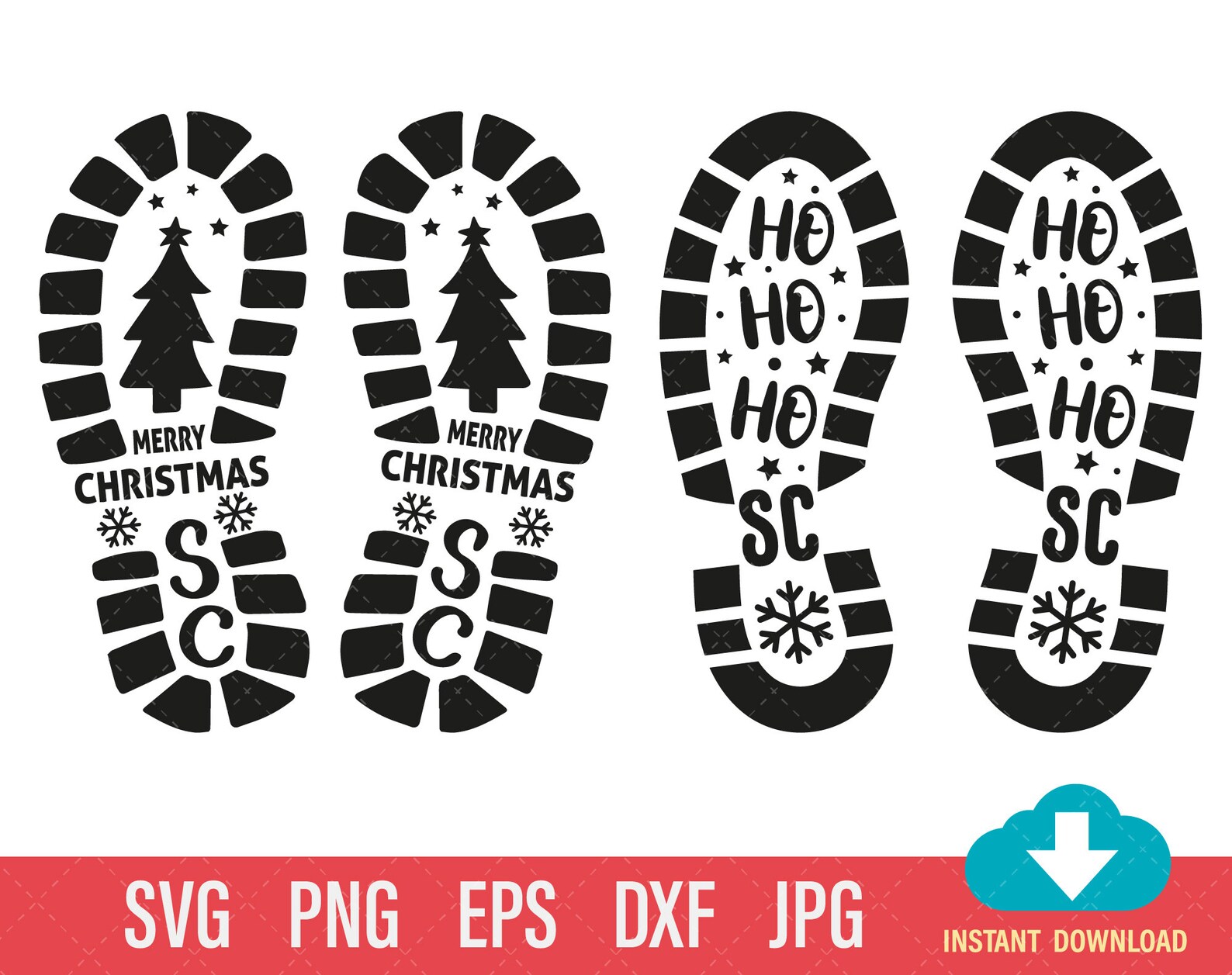 Santa Footprint SVG Bundle Santa Boot SVG Cricut or - Etsy