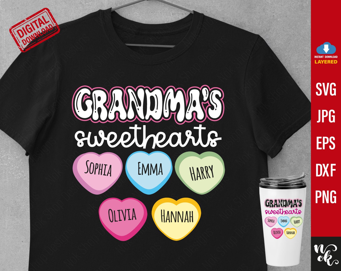 Grandma's Sweethearts Svg Grandmother Valentine Shirt - Etsy