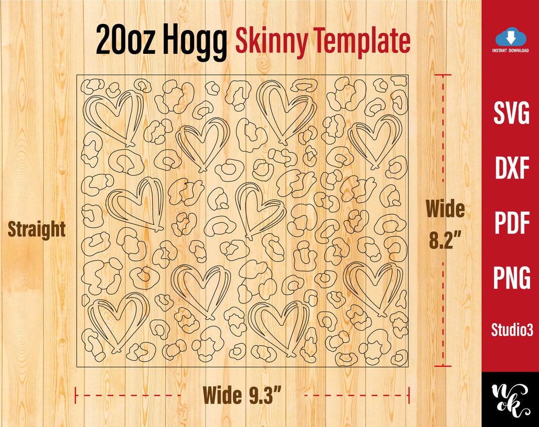 Heart Doodle Leopard Pattern Svg, Seamless Tangram for 20oz Straight ...