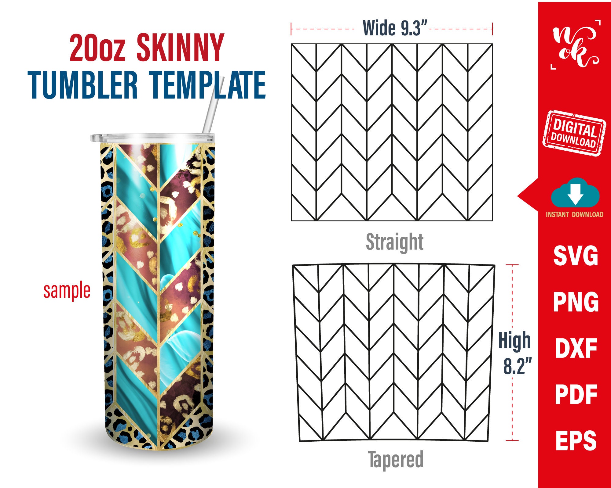 Tangram Tumbler SVG Template 20oz Skinny Svg Straight and - Etsy