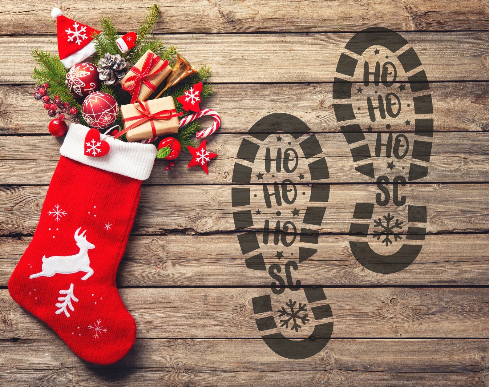 Santa Footprint SVG Bundle Santa Boot SVG Cricut or - Etsy
