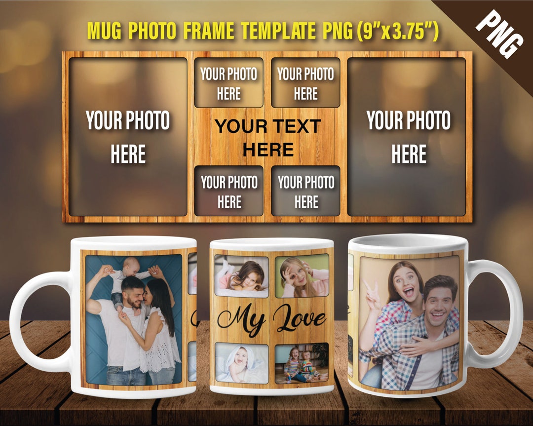 Collage Full Wrap Mug Sublimation Design PNG, Open Collage Mug Template ...