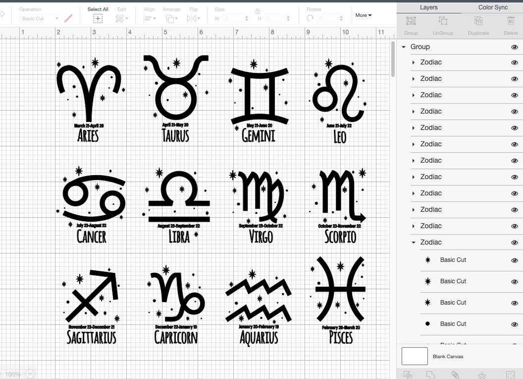 Zodiac Signs SVG Bundle zodiac svg Horoscope SVG | Etsy