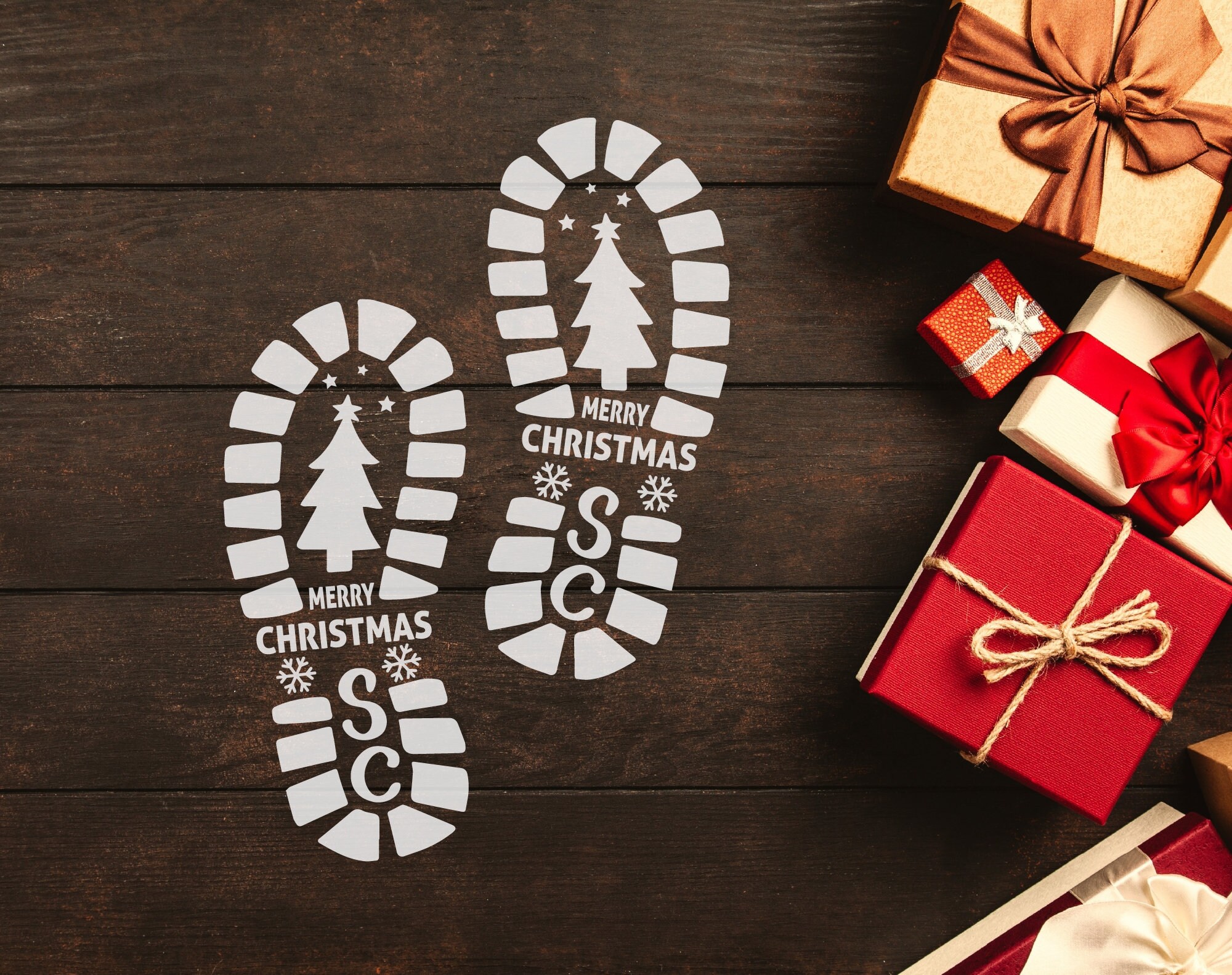 Santa Footprint SVG Bundle Santa Boot SVG Cricut or - Etsy