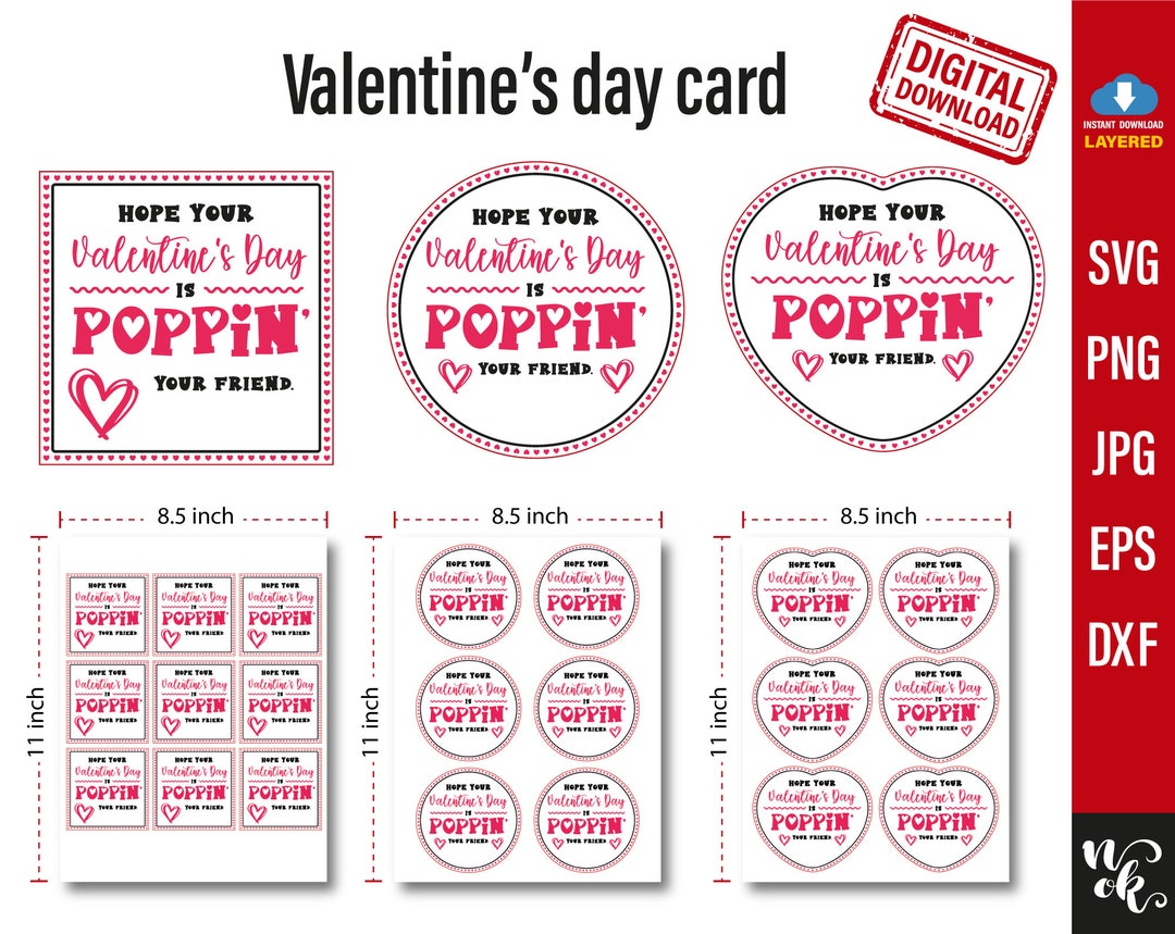 Hope Your Valentine’s Day is Poppin’ Digital Printable Valentine Tags ...