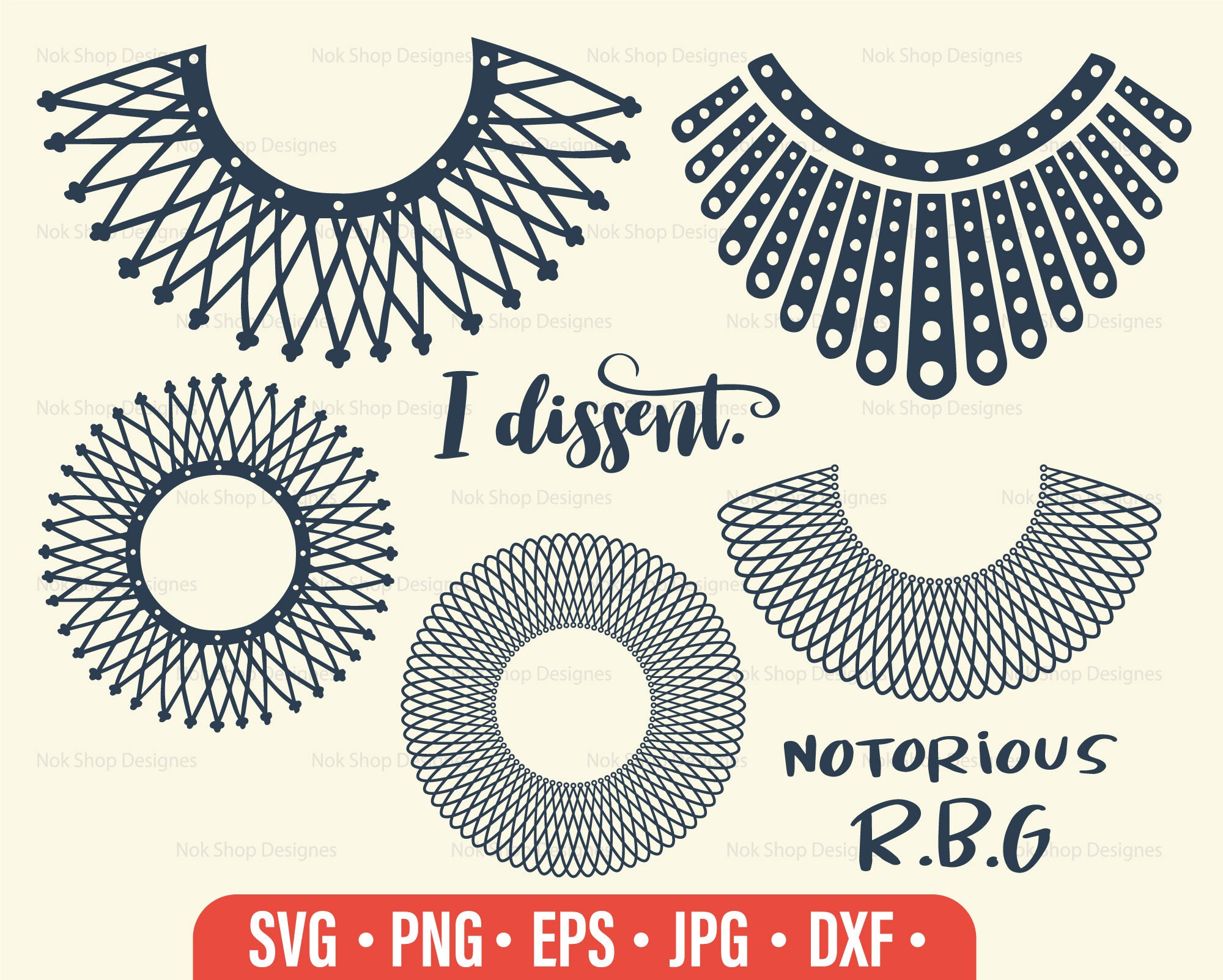 RBG Collar Svg Bundle I Dissent Notorious RBG Svg Fragile - Etsy