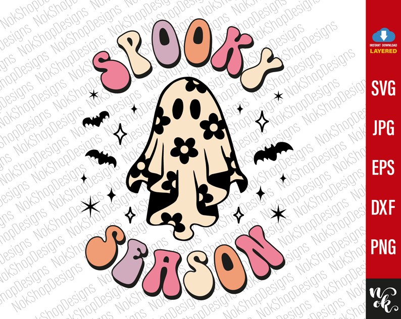 Spooky Season Cute Daisy Ghost Halloween SVG Design Flower - Etsy