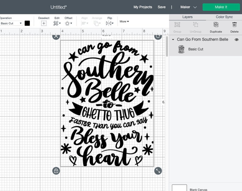 Sassy SVG Funny Southern SVG Southern Belle to Thug | Etsy