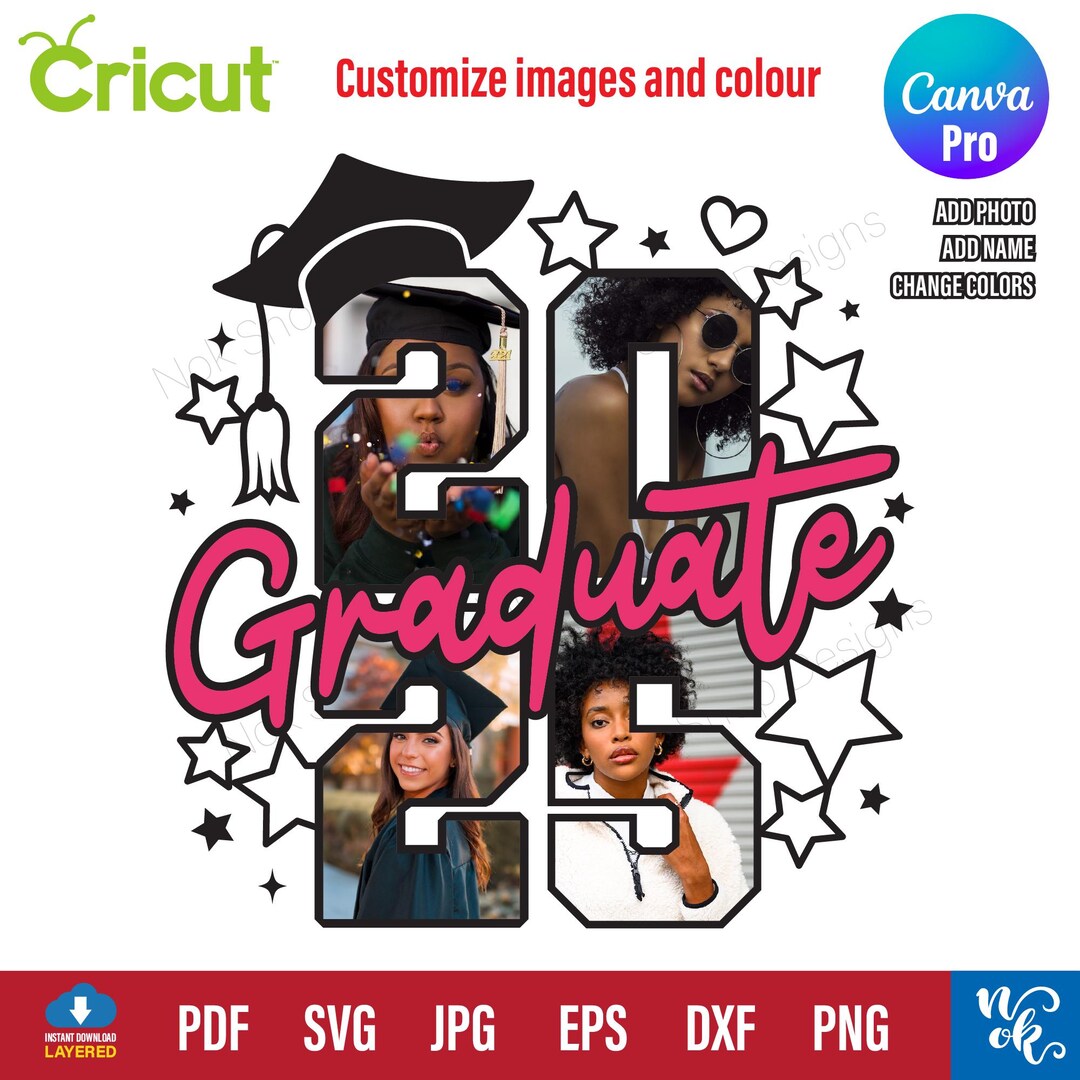 Graduation 2025 Svg, 2025 Graduate Png, PDF Collage Template for Canva ...