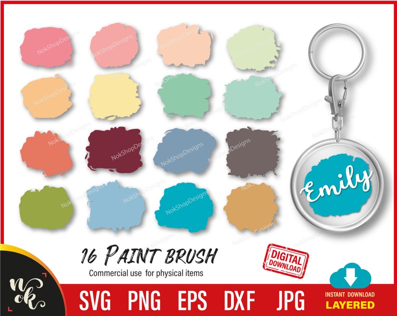 16 Paint Brush Stroke SVG Keychain Pattern SVG Paint Brush | Etsy