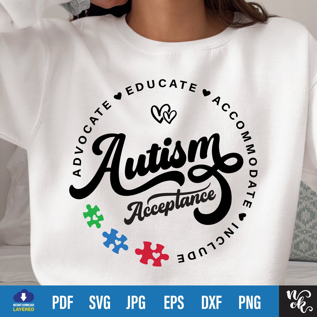 Autism Awareness SVG: Advocate Educate Include, Cricut Cut File ...