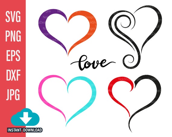 Open Hearts SVG Bundle for Love Wedding Valentine's Day. | Etsy