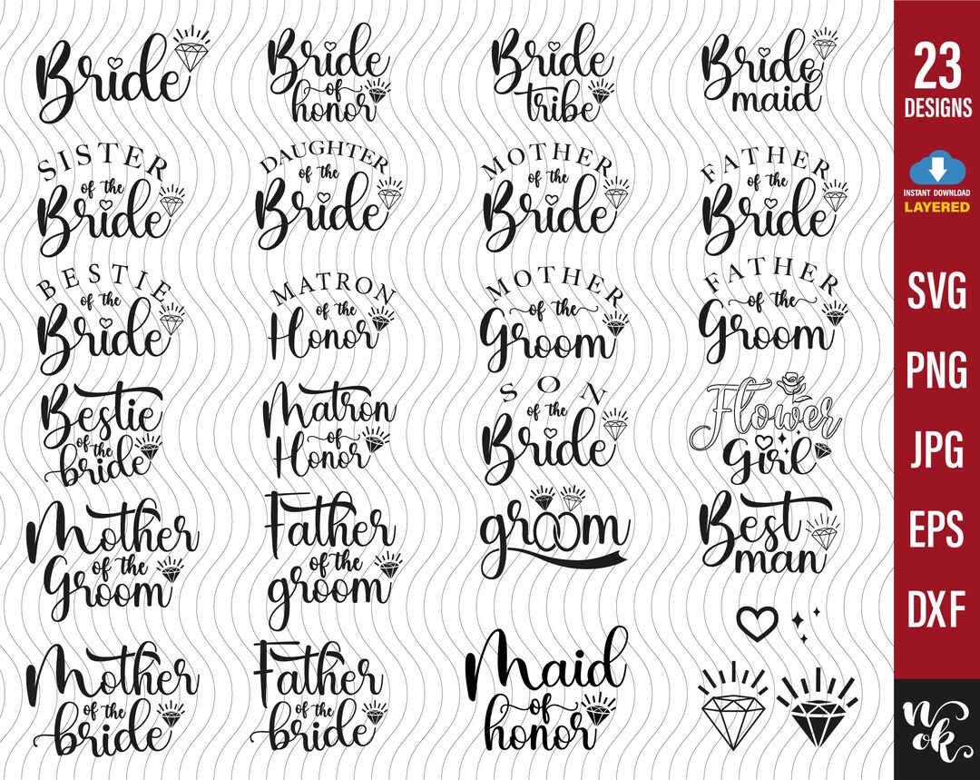 Bridal Party Svg Bundle Bachelorette Party Svg Bridal Shower Svg Hen