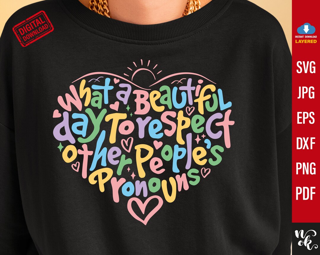 Respect Pronouns Pride SVG: Rainbow LGBT Cut File (digital Download) - Etsy