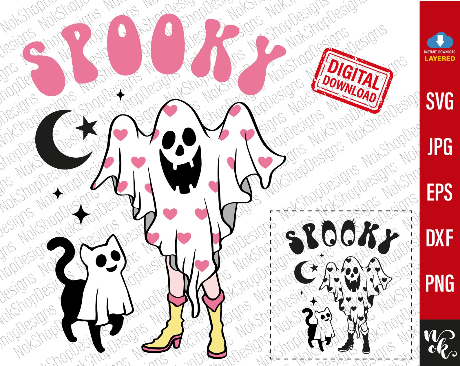Spooky Ghost Girl and Cat Ghost Svg Files for Cricut and Cut - Etsy