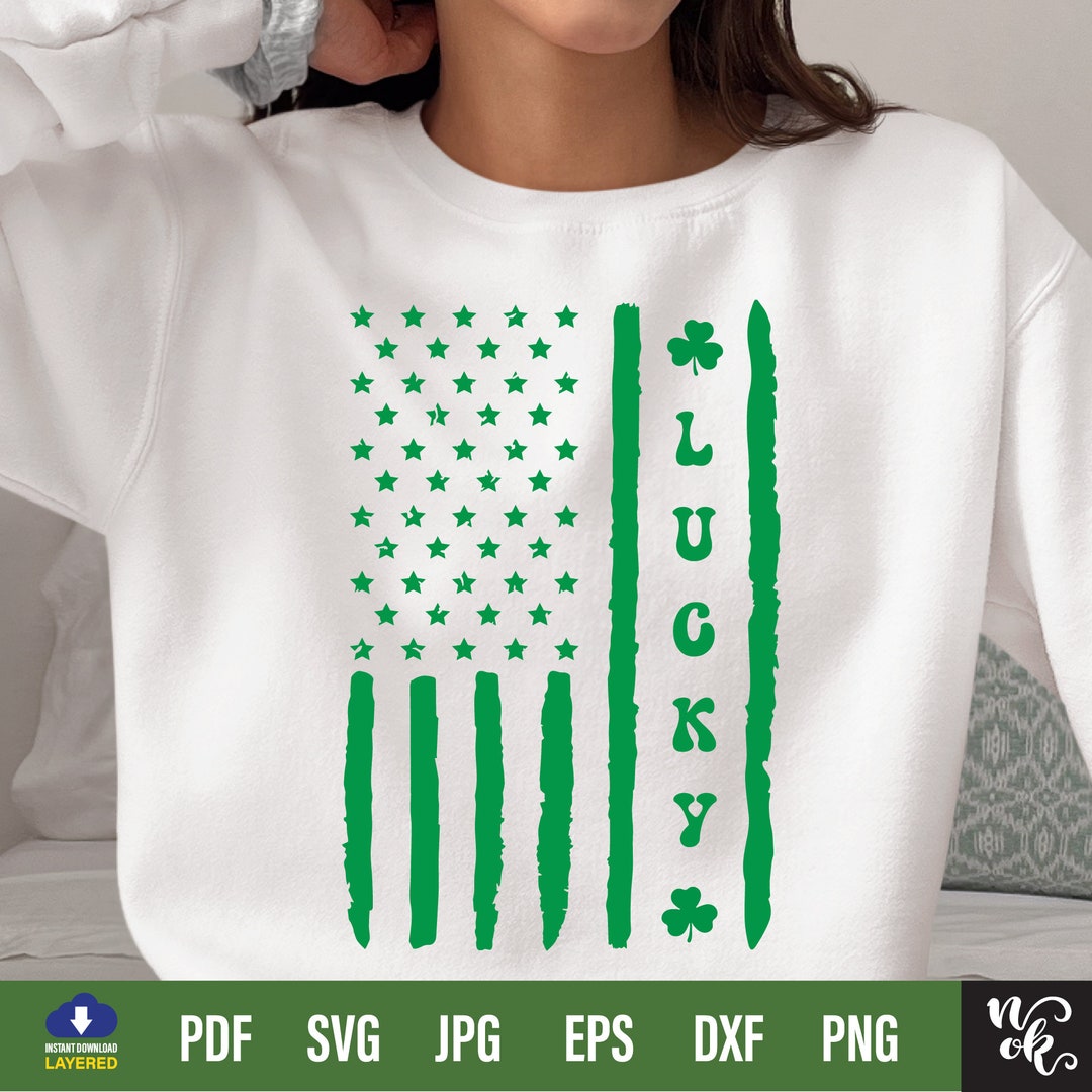 Lucky Svg, USA Flag Lucky, Lucky Charms Svg, St Patricks Day Shamrock ...