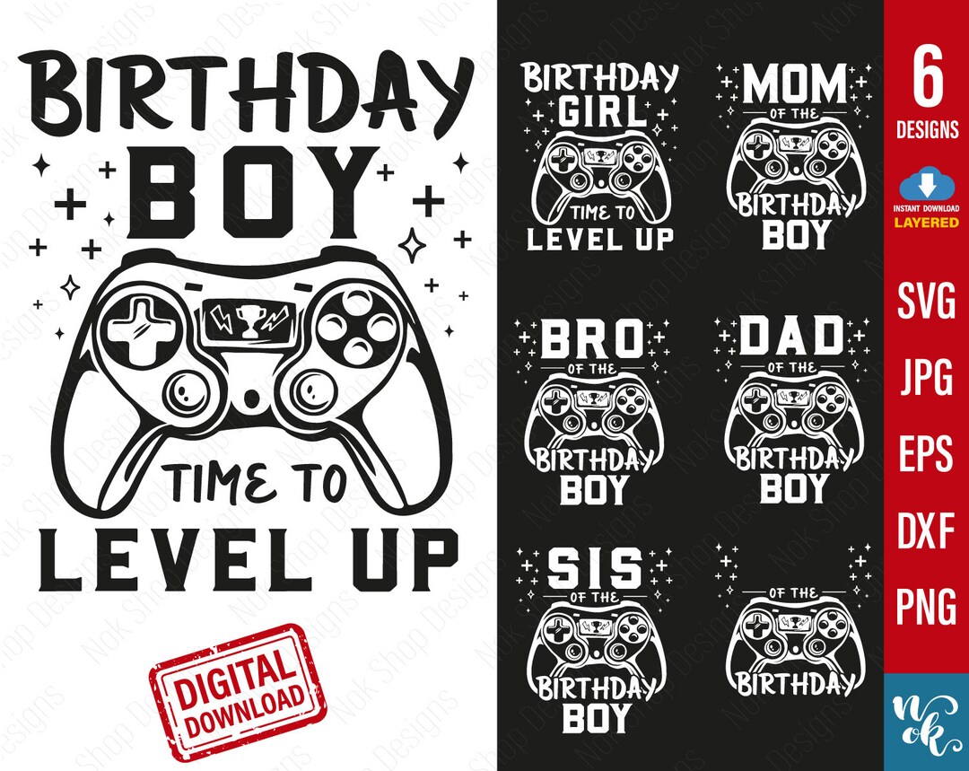 Gamer Birthday SVG: Video Game Family, Level up PNG (digital Download ...