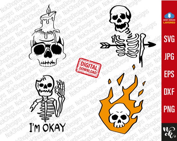 Skeleton Svg Bundle I'm Okay Skull Skulleton Svg Svg - Etsy