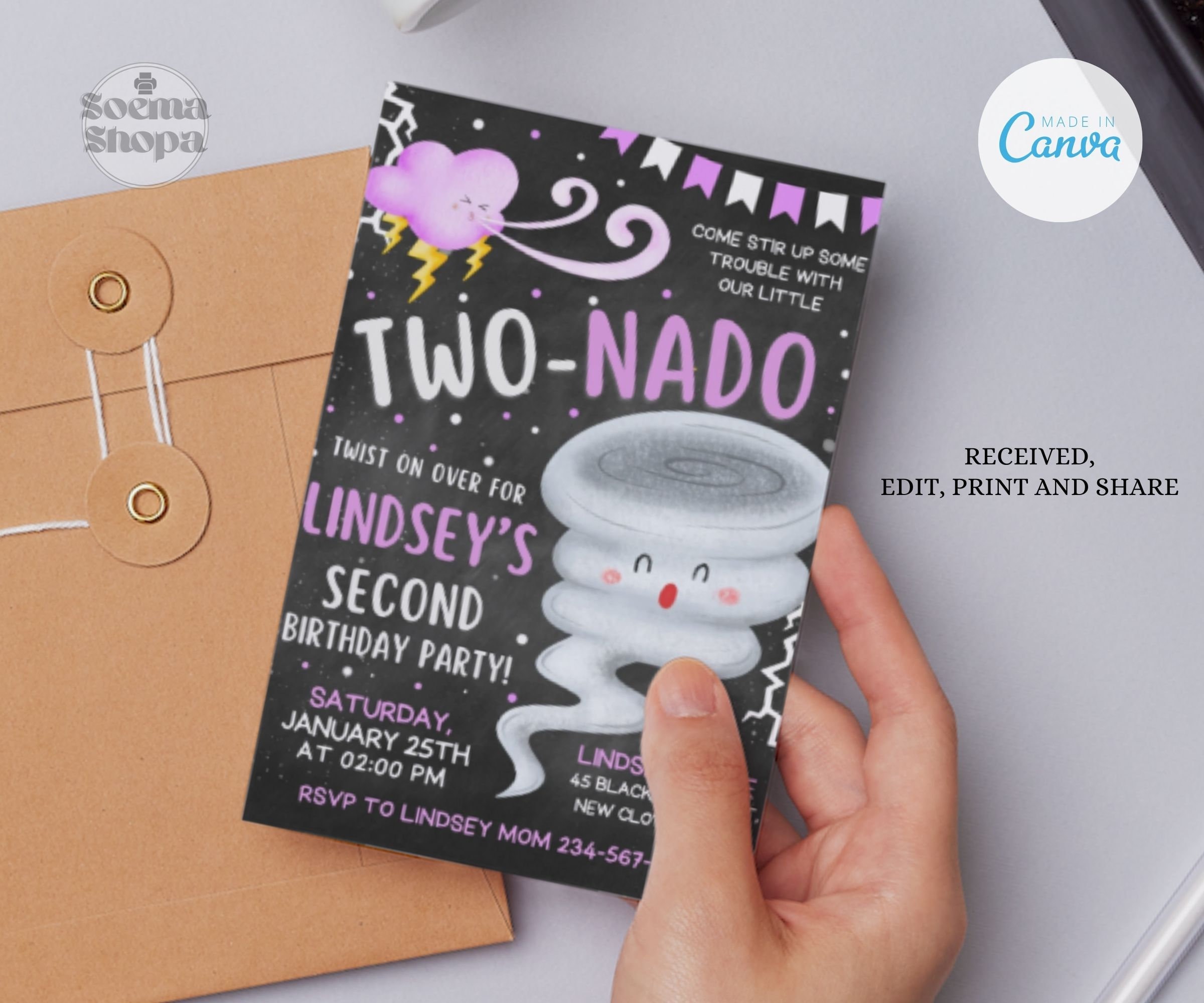 Tornado Birthday Party Invitations, Twonado Birthday Party, Tornado ...