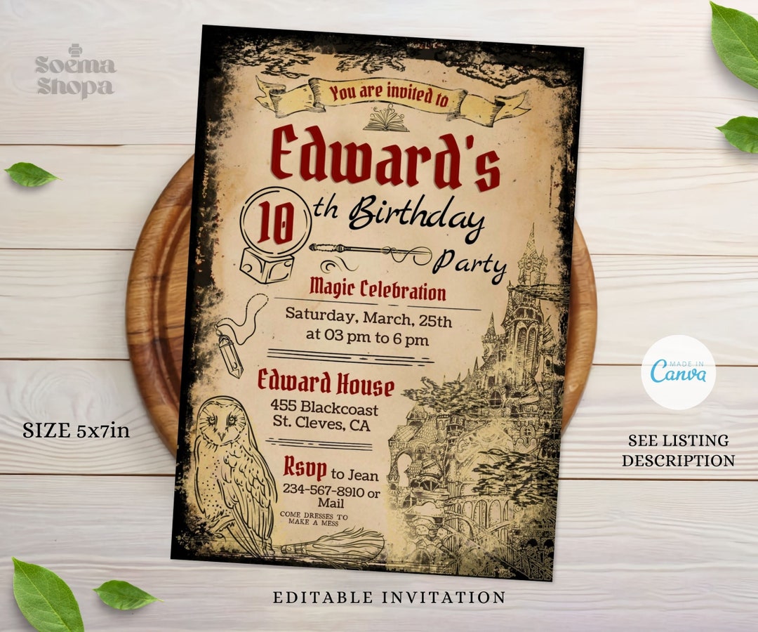 Magic Wizard Birthday Party Invitation, Magical Party Digital ...