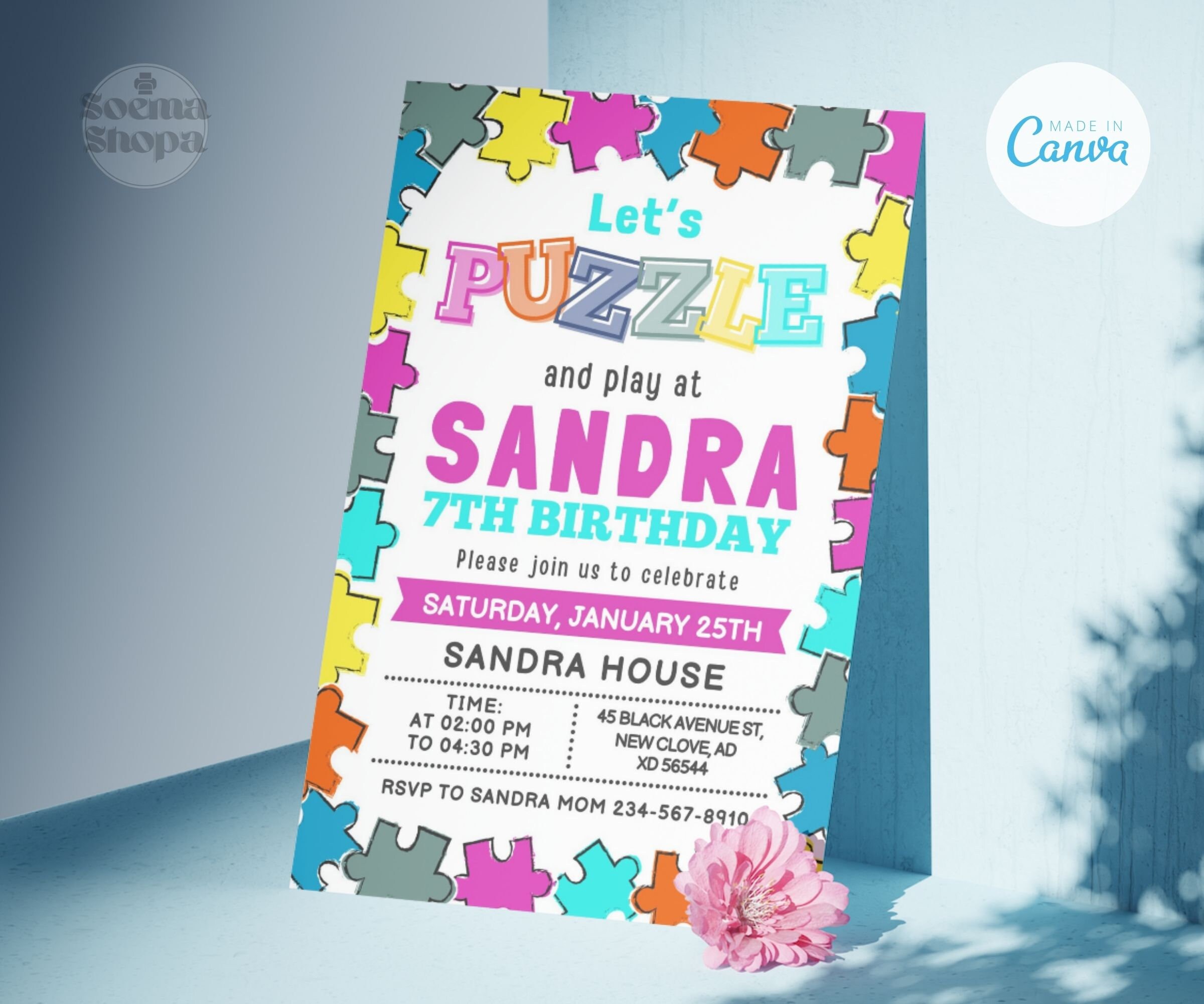 Puzzle Game Invitations, Puzzle Girl Party, Puzzle Invite, Puzzle ...