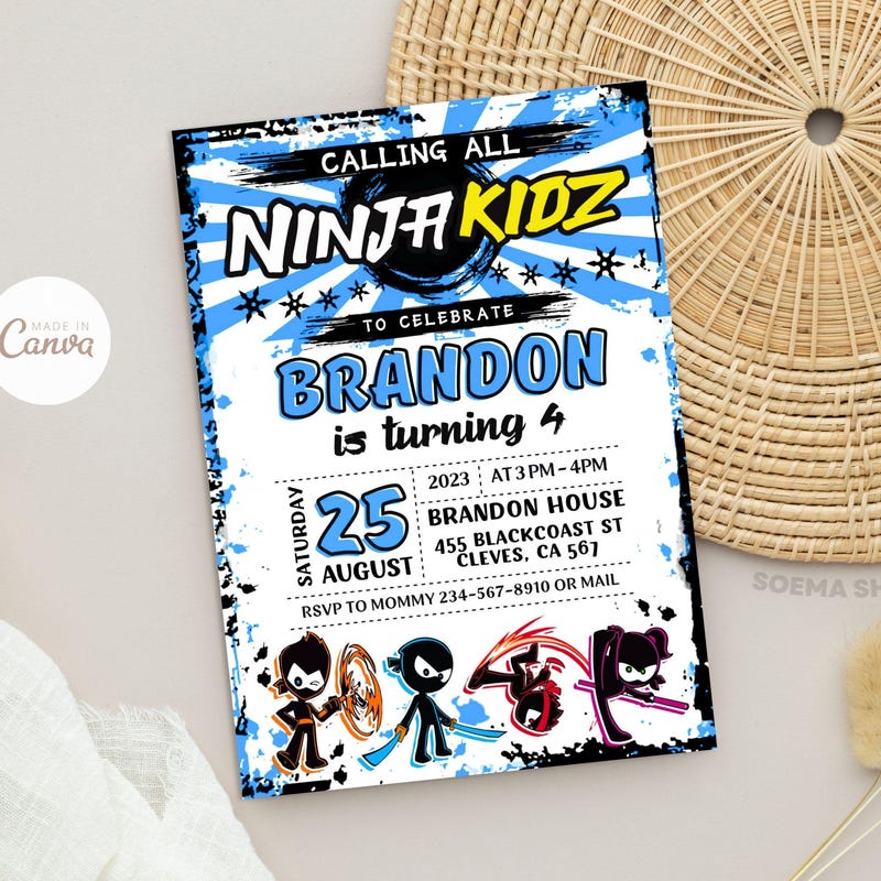Ninja Invitation - Etsy