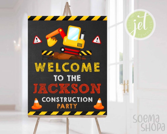 New Construction Party Sign Birthday Digital File Invitation - Etsy