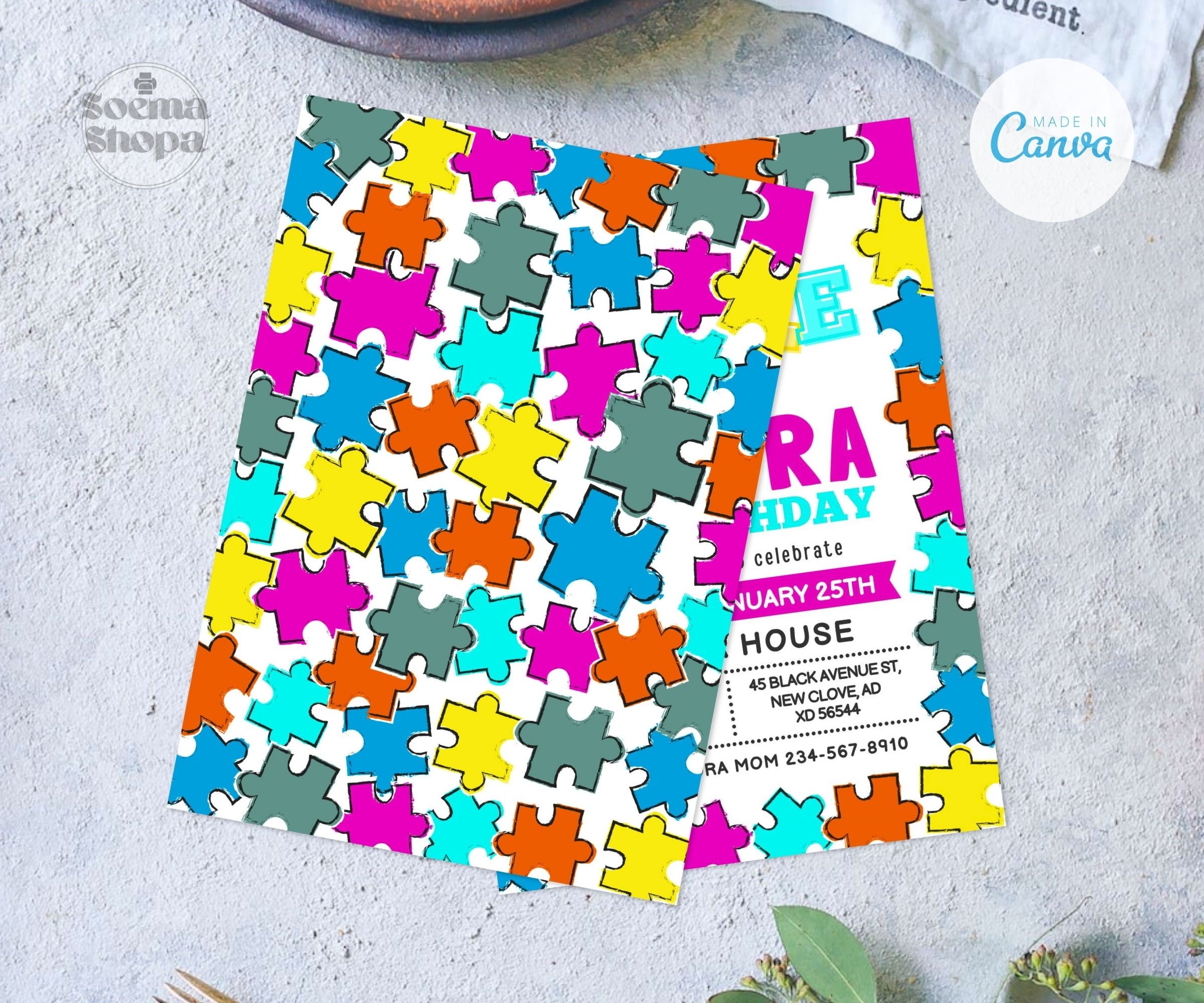 Puzzle Game Invitations, Puzzle Girl Party, Puzzle Invite, Puzzle ...