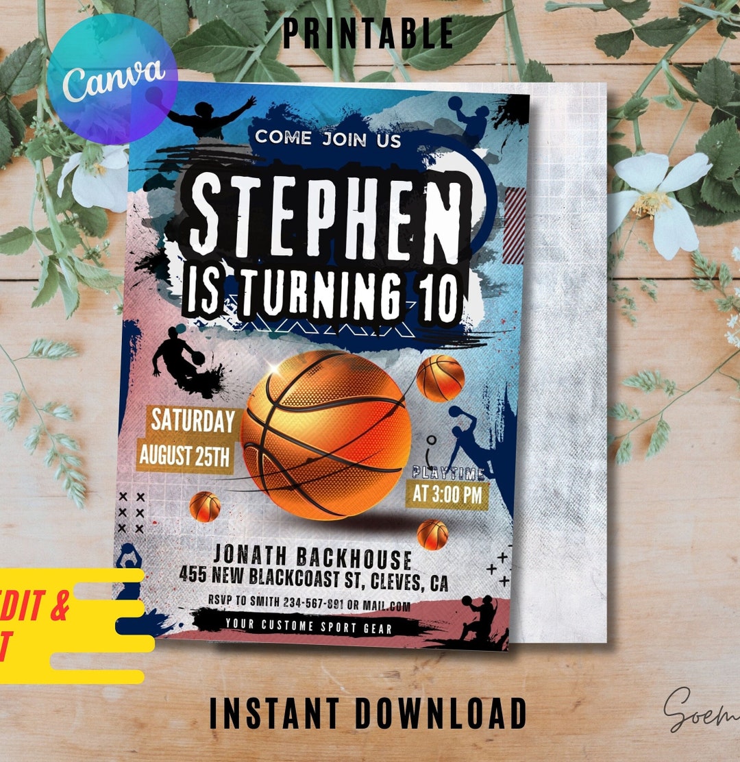 New Basketball Invitation Party, Basketball Party, Birthday Invitation ...