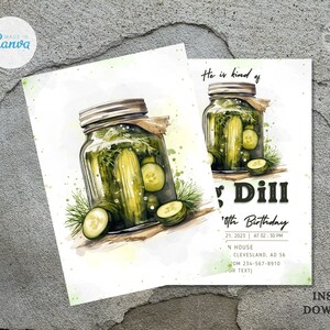 Editable Pickles Invitations, Pickle Jar Theme Party Ideas, Cucumbers ...
