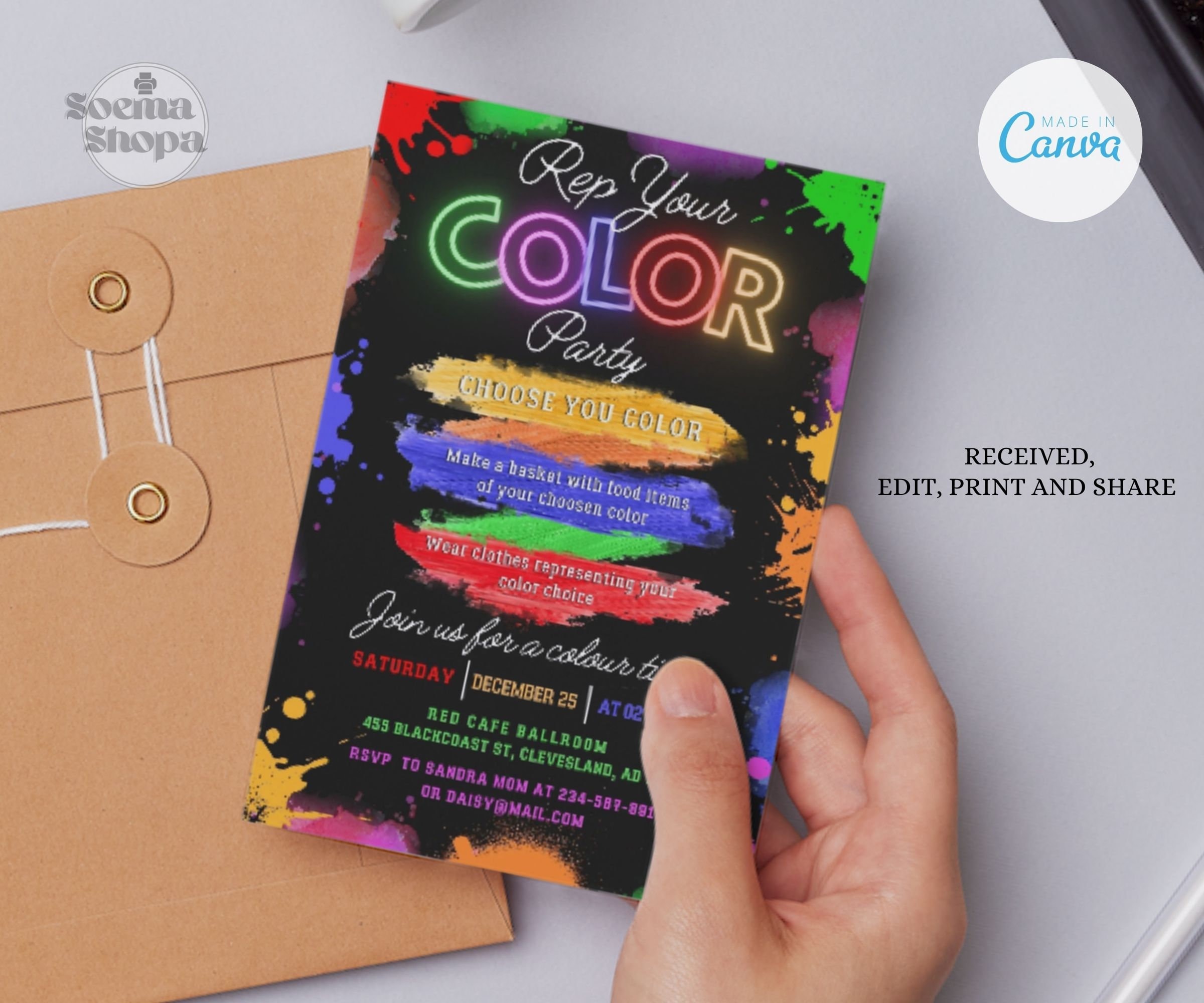 Color Party Invitations, Colour Party, Rainbow Invite, Coloring Evite ...