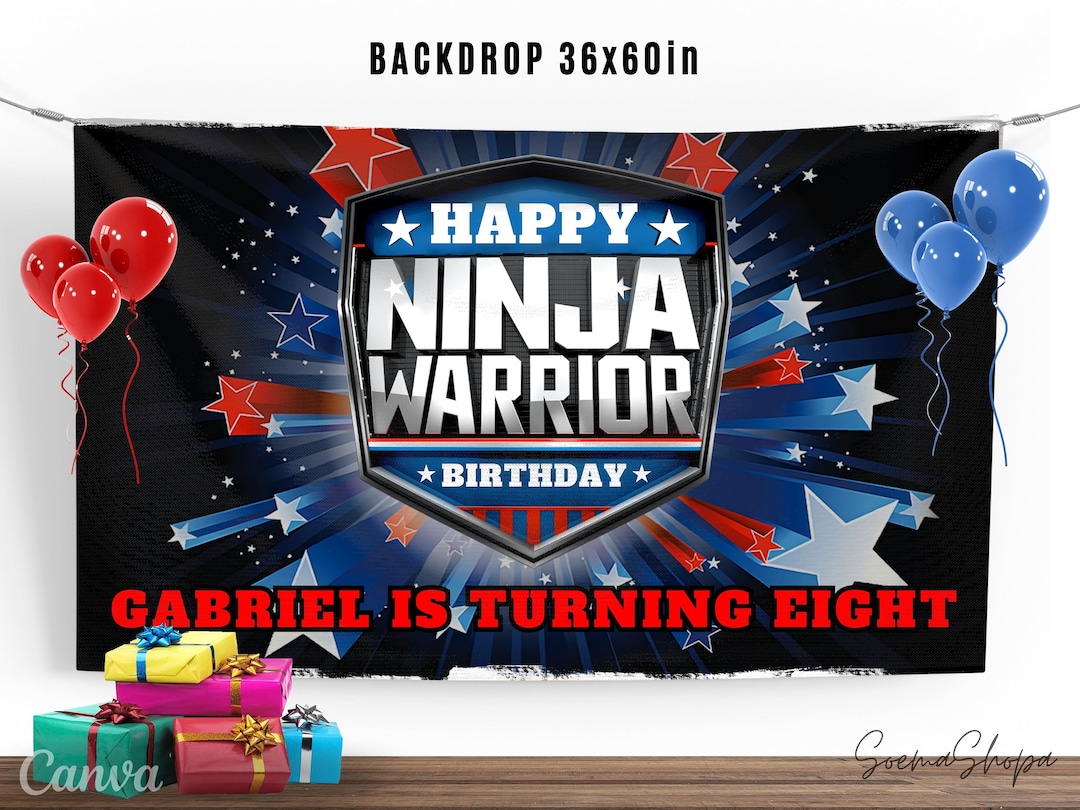 New American Ninja Digital Backdrop Party, Warrior Birthday Theme ...