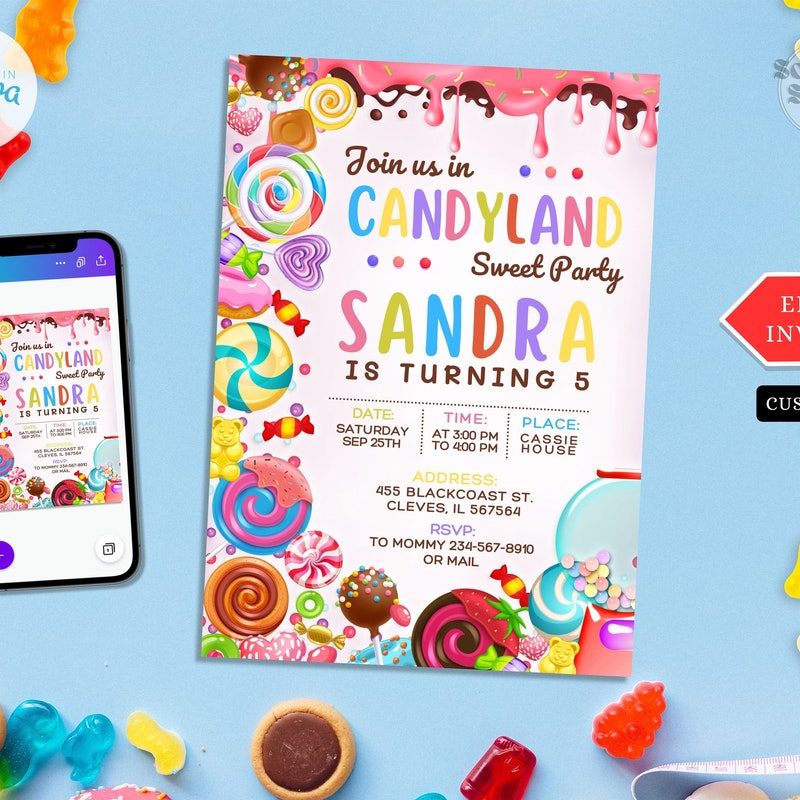 Candyland Invitation - Etsy