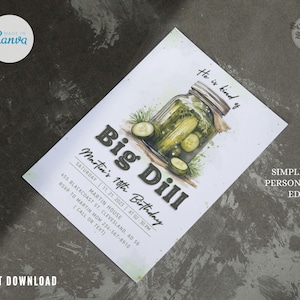 Editable Pickles Invitations, Pickle Jar Theme Party Ideas, Cucumbers ...