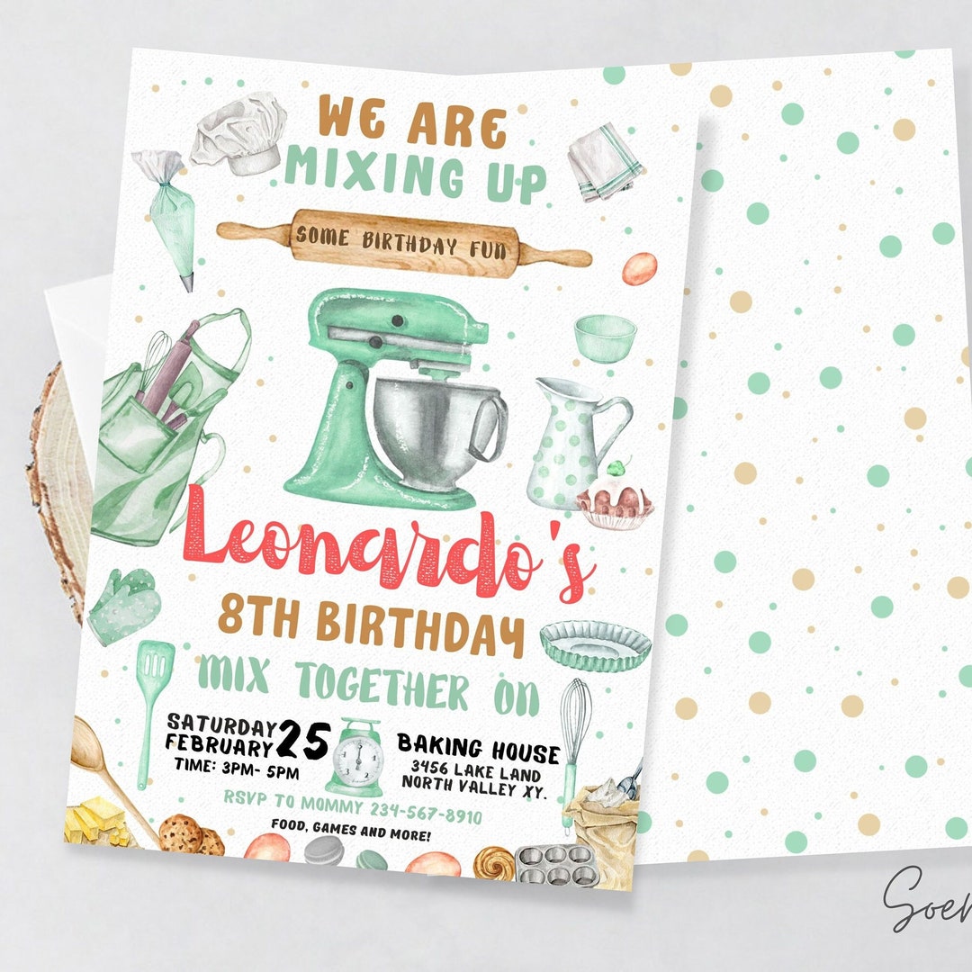 Bakery Birthday Invitation: Cooking Party Theme (digital Download) - Etsy