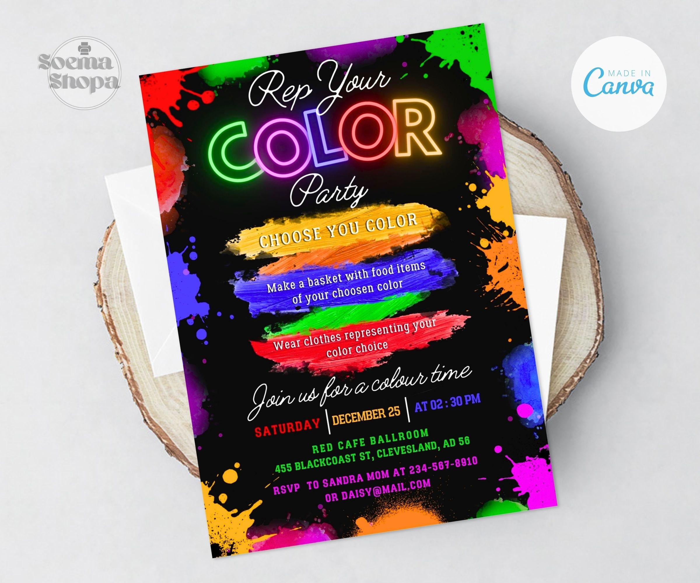 Color Party Invitations, Colour Party, Rainbow Invite, Coloring Evite ...