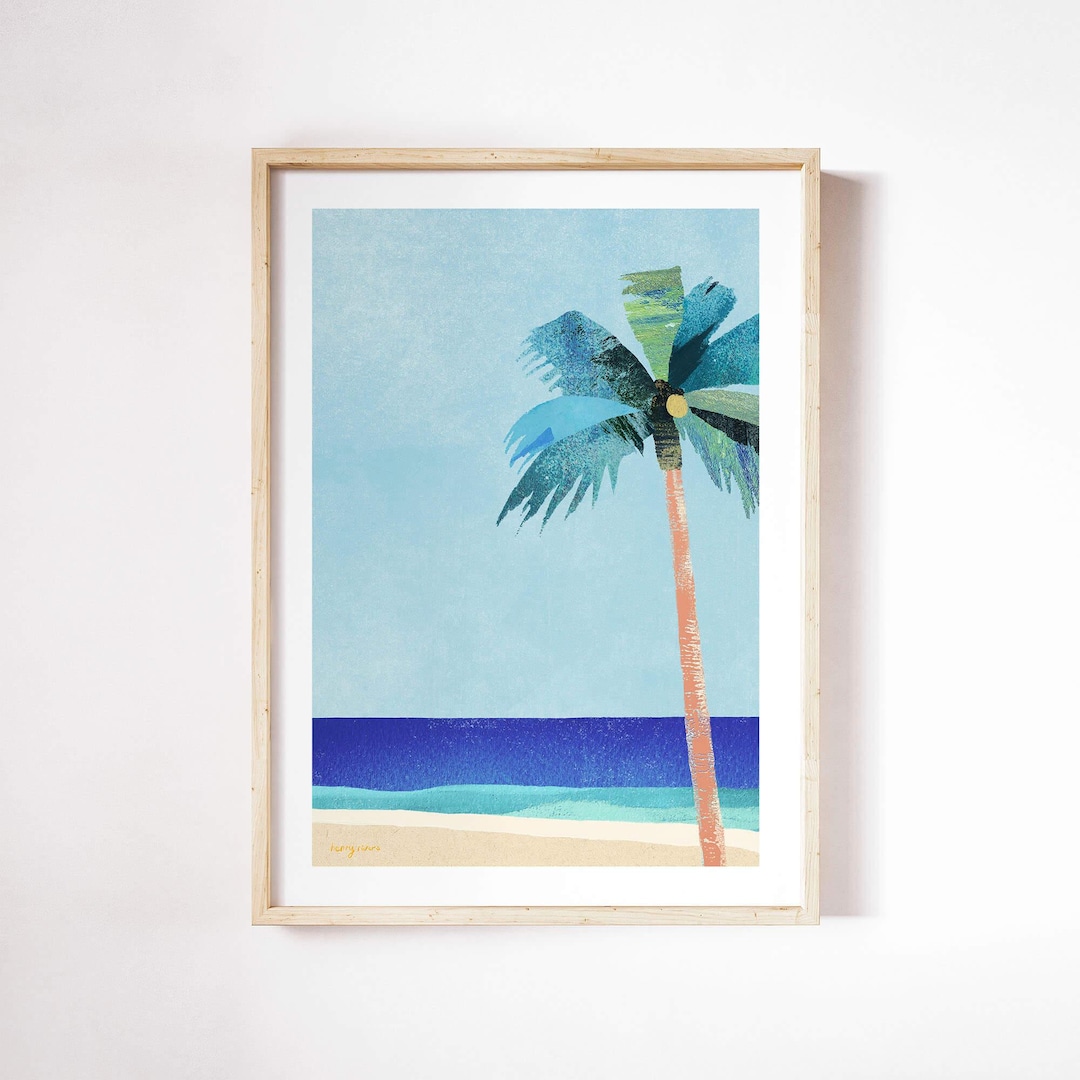 Palm Tree Tropical Beach Print by Henry Rivers | Palm Tree Wall Art ...