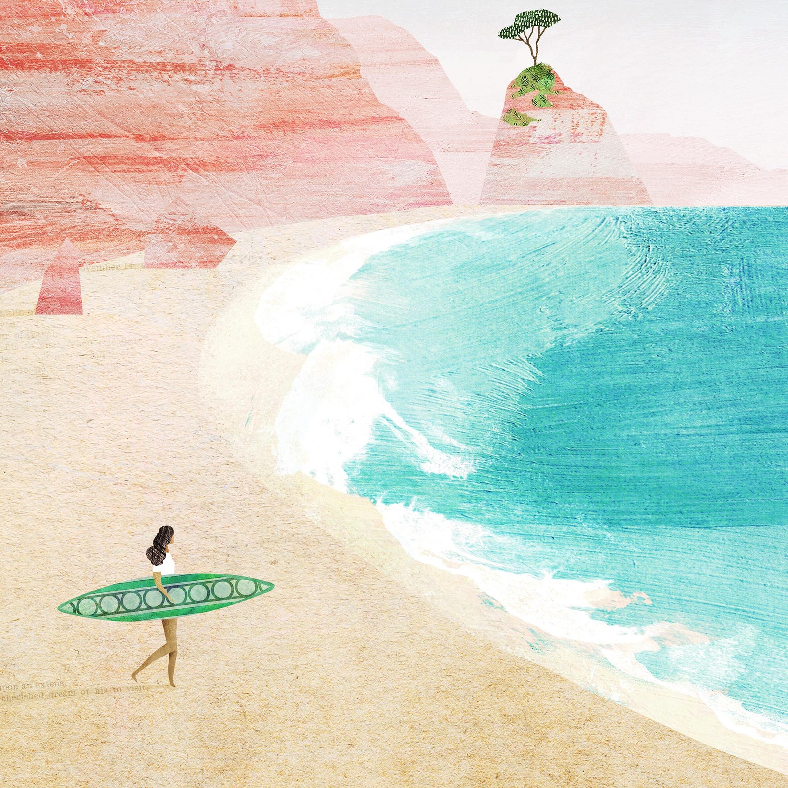 Surf Girl Print by Henry Rivers | Surf Beach Wall Art | Surfing Art ...
