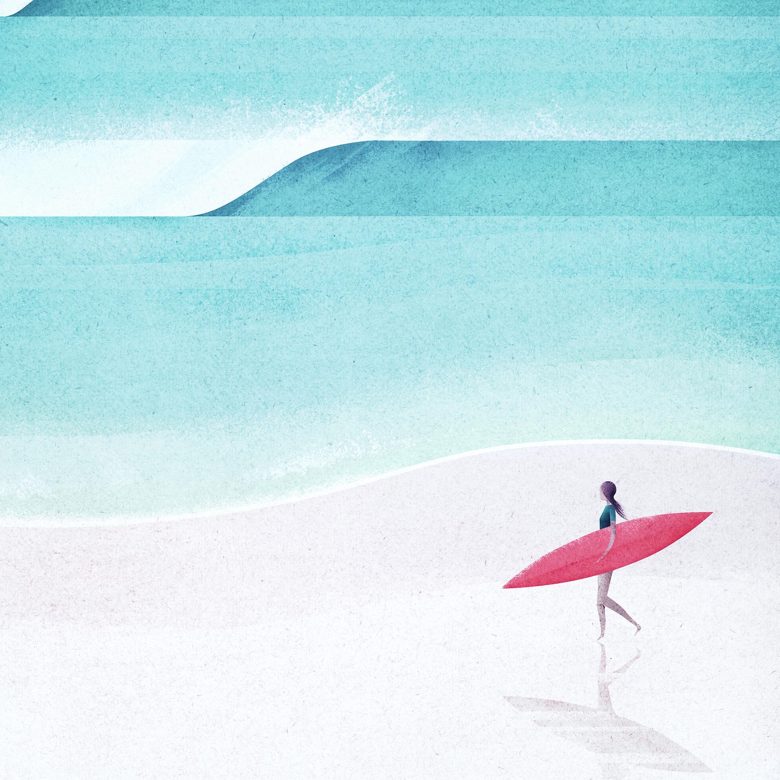 Surf Girl Print by Henry Rivers | Surf Beach Wall Art | Surfing Art ...